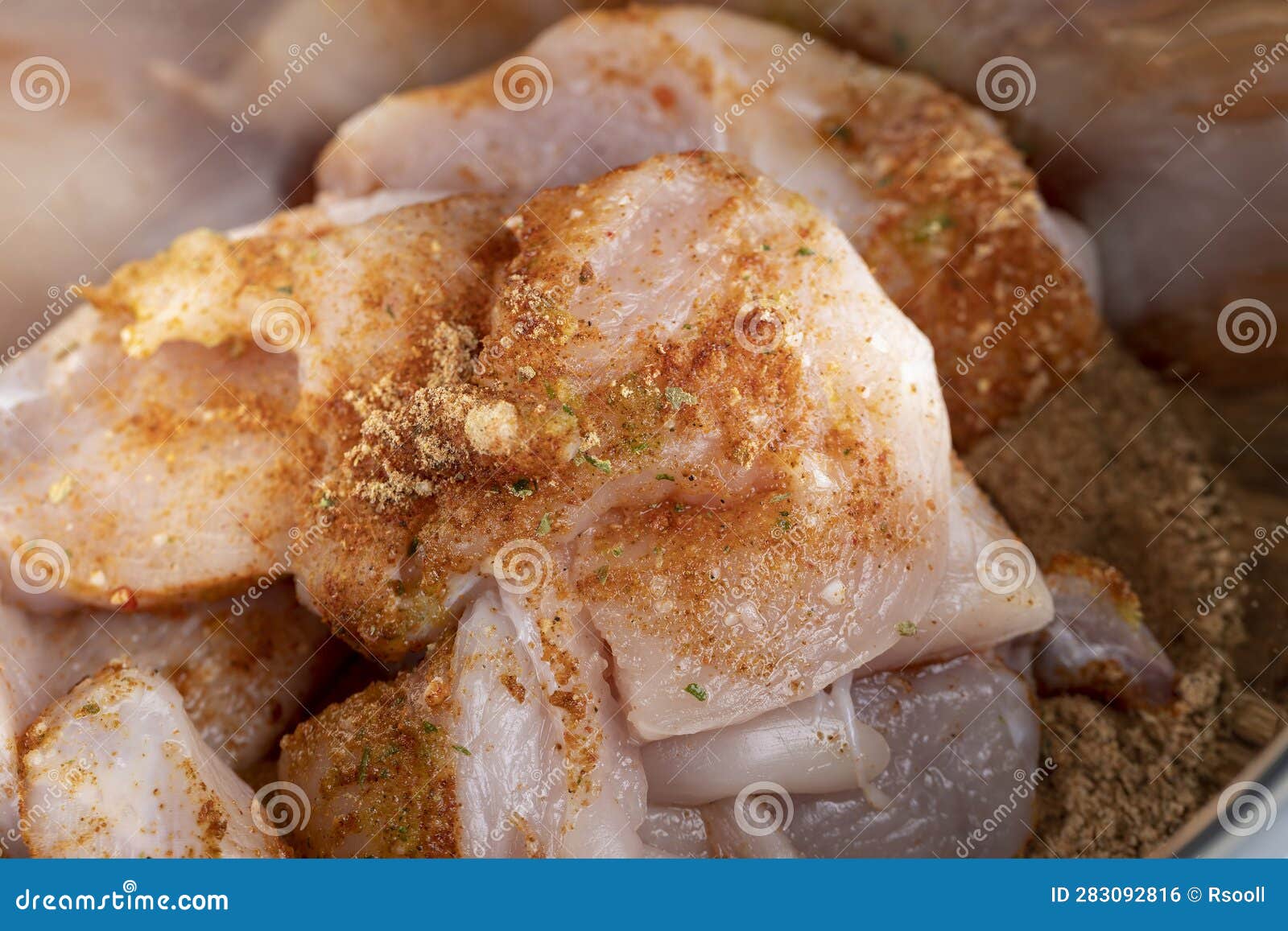 Chicken Fillets Marinated in Spices Close-up Stock Photo - Image of ...