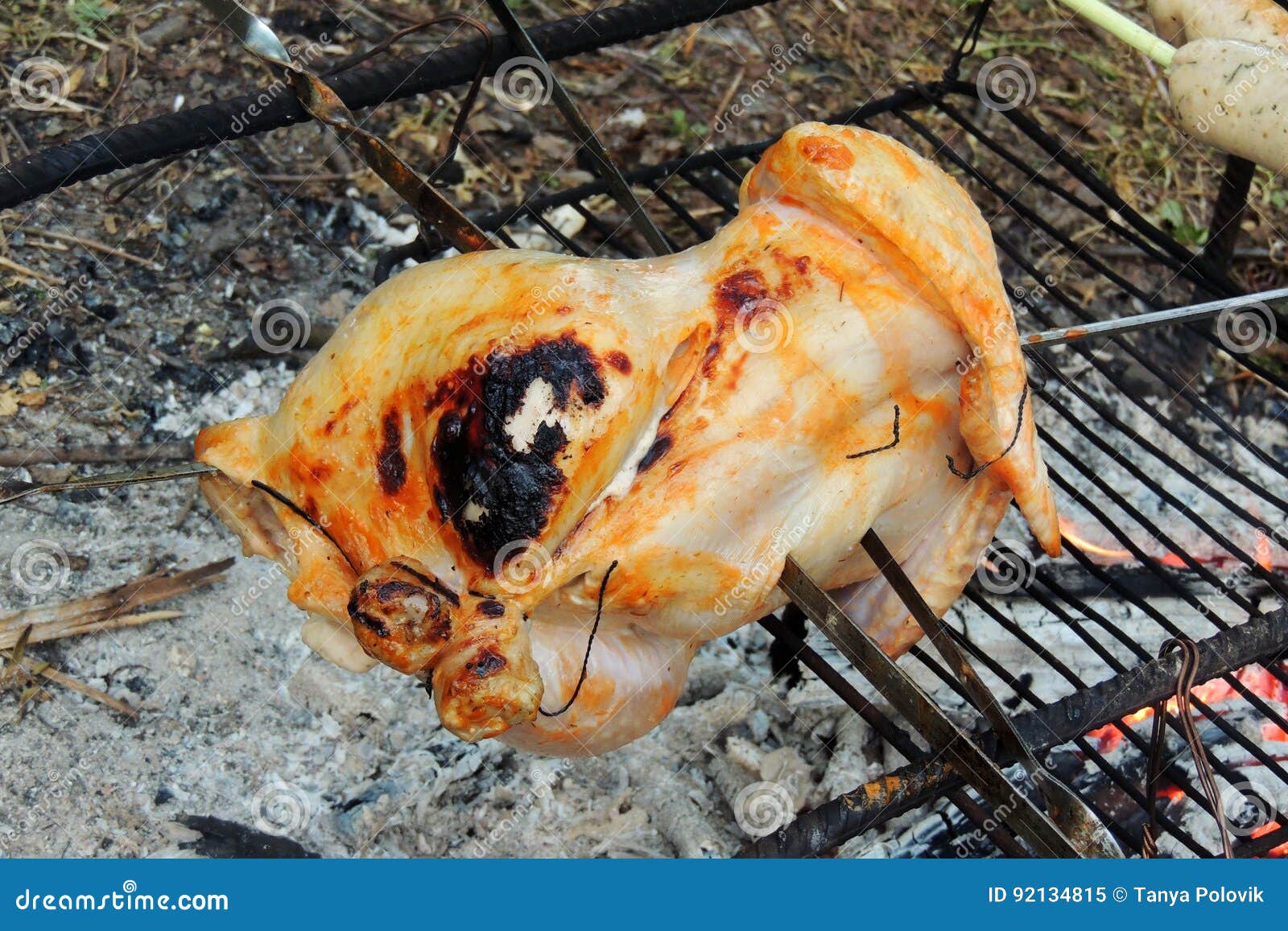 Chicken on the fire stock image. Image of meal, drumstick - 92134815