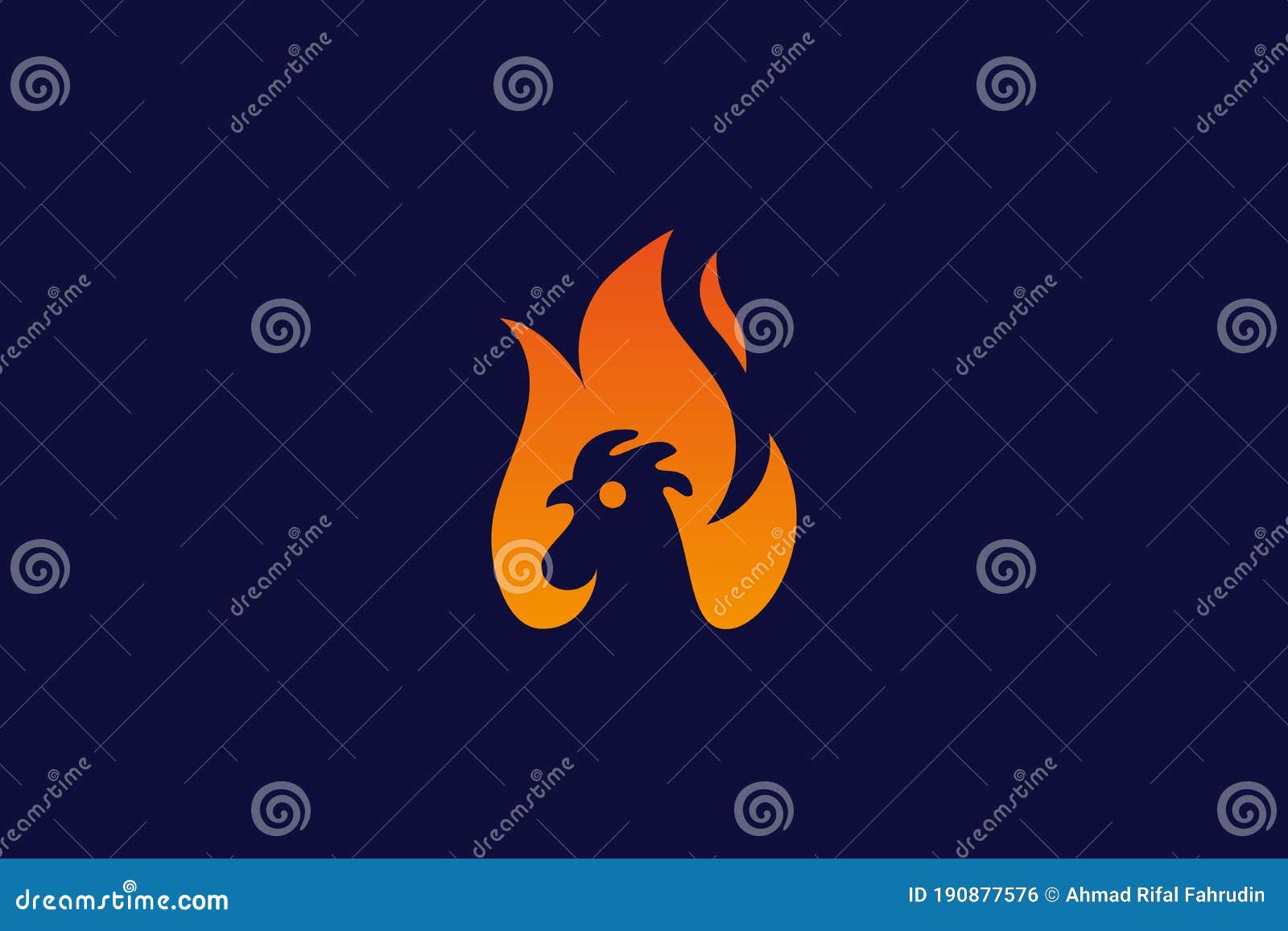 Chicken Fire Logo Design . Creative Chicken Head with Flame or Fire in ...