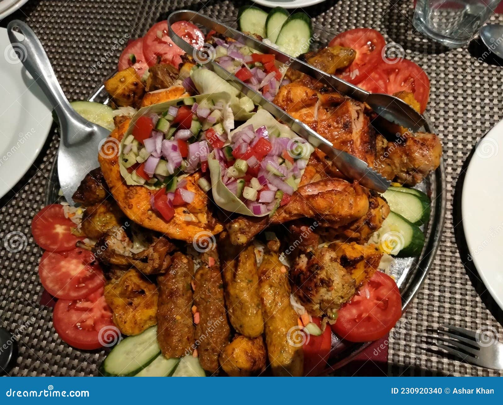 Chicken and fish platter stock photo. Image of salad - 230920340