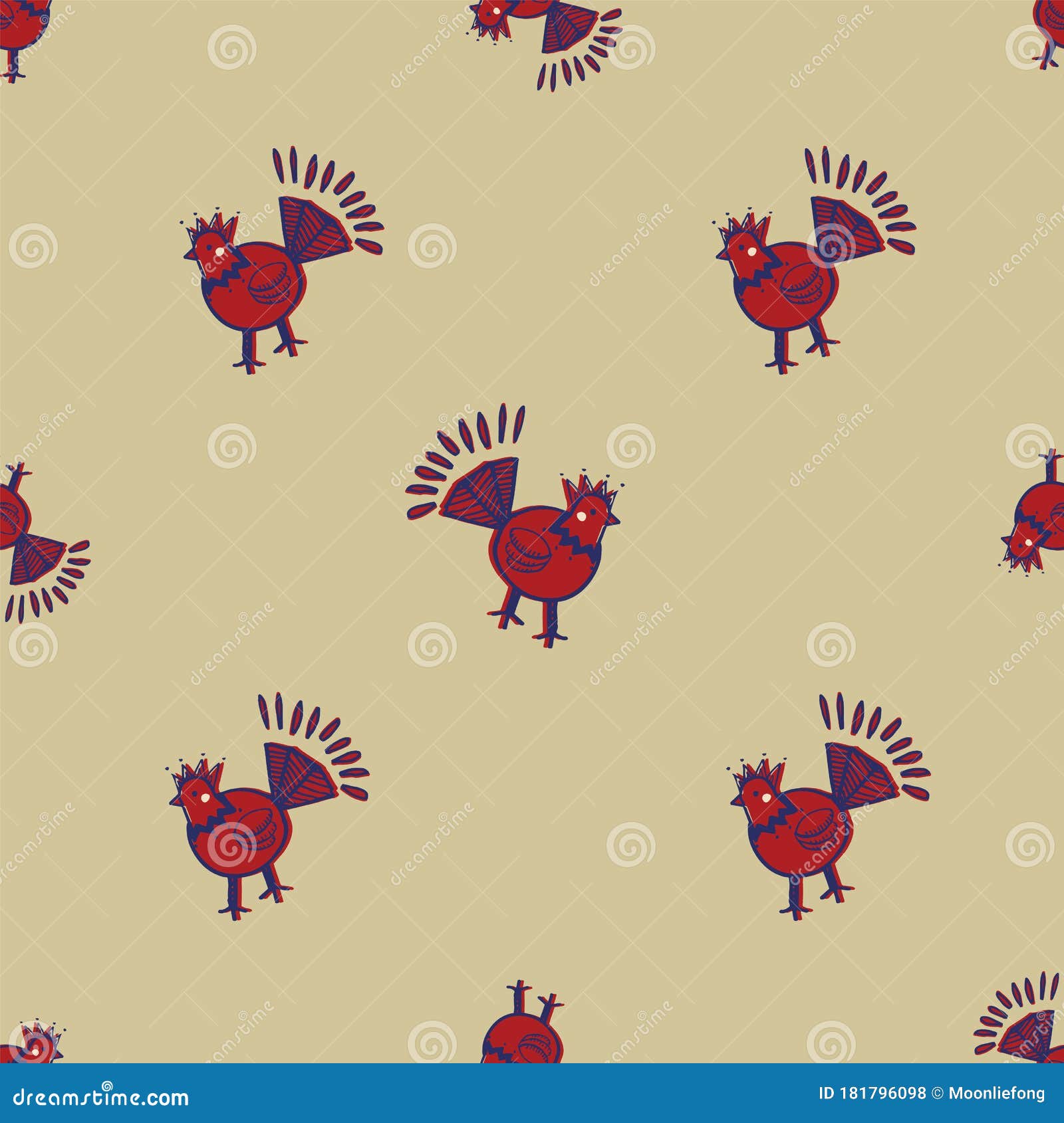 Chicken Folklore Print Seamless Repeat Pattern Stock Vector ...