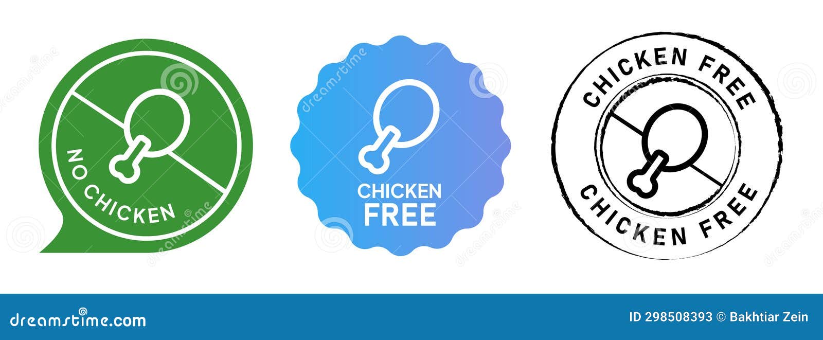 Chicken Free Poultry No Chicken Label Stamp Set Emblem Collection Stock ...