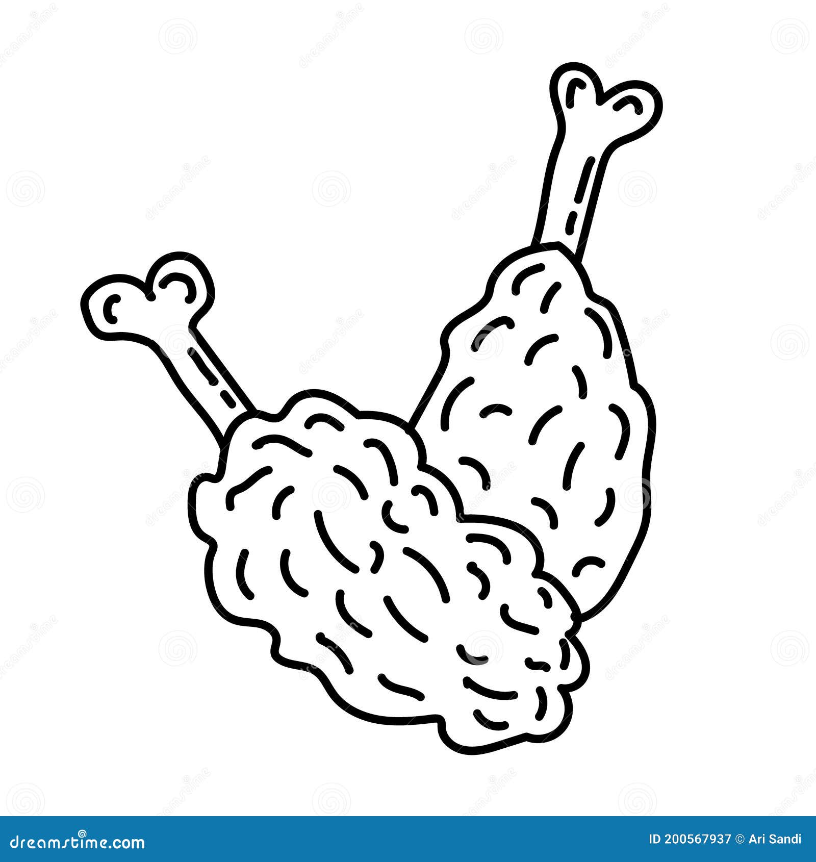 Chicken Fried Icon Vector. Doodle Hand Drawn or Black Outline Icon ...