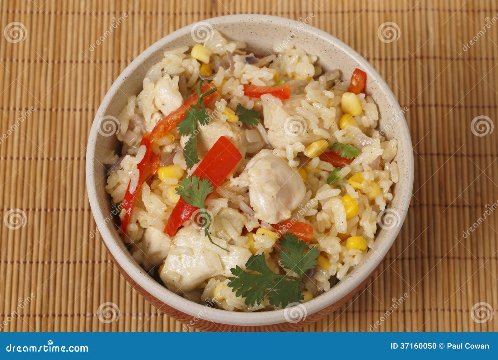 Chicken Fried Rice in a Bowl from Above Stock Photo - Image of chicken ...