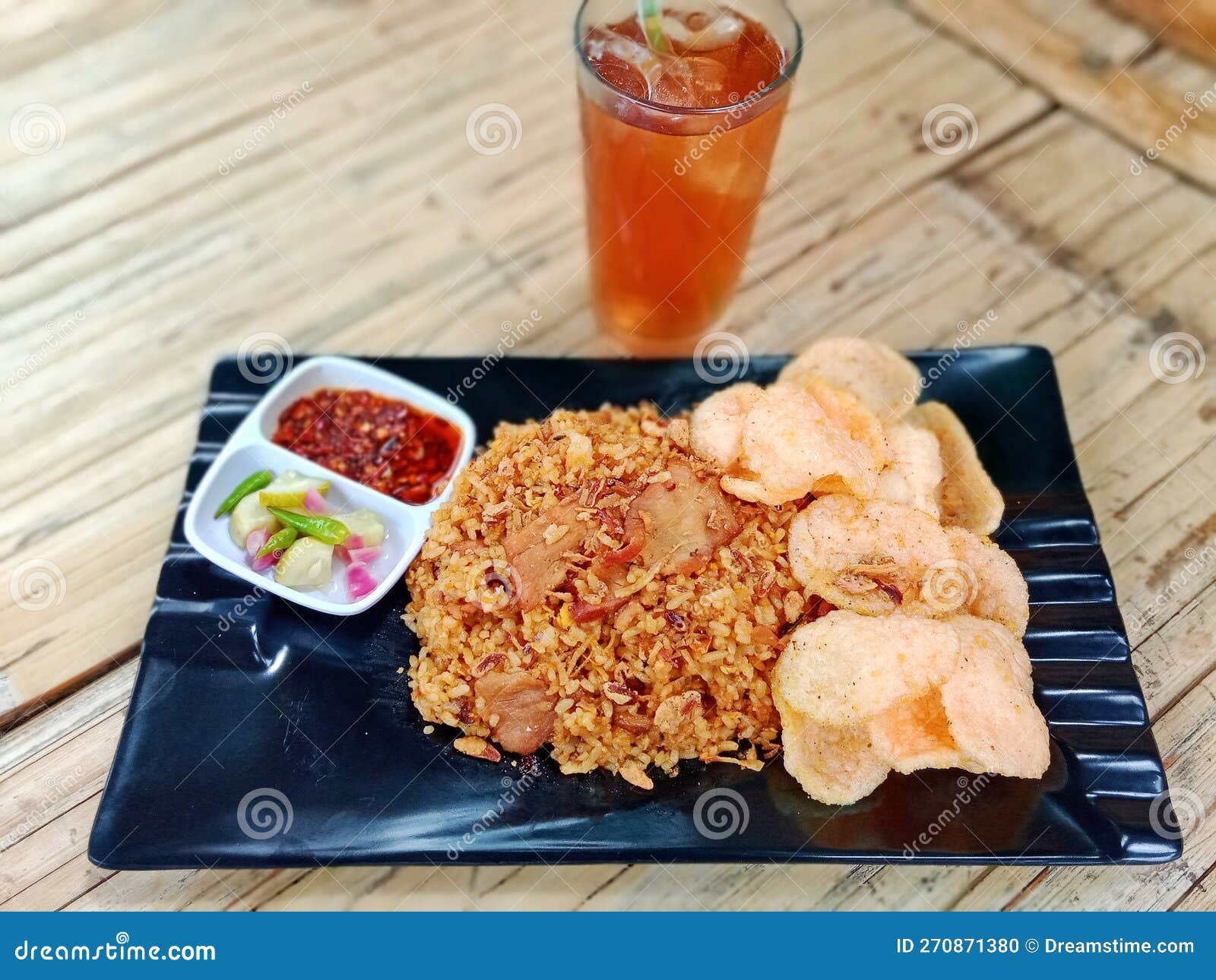 Chicken Fried Rice and Sweet Iced Tea Stock Photo - Image of food, iced ...