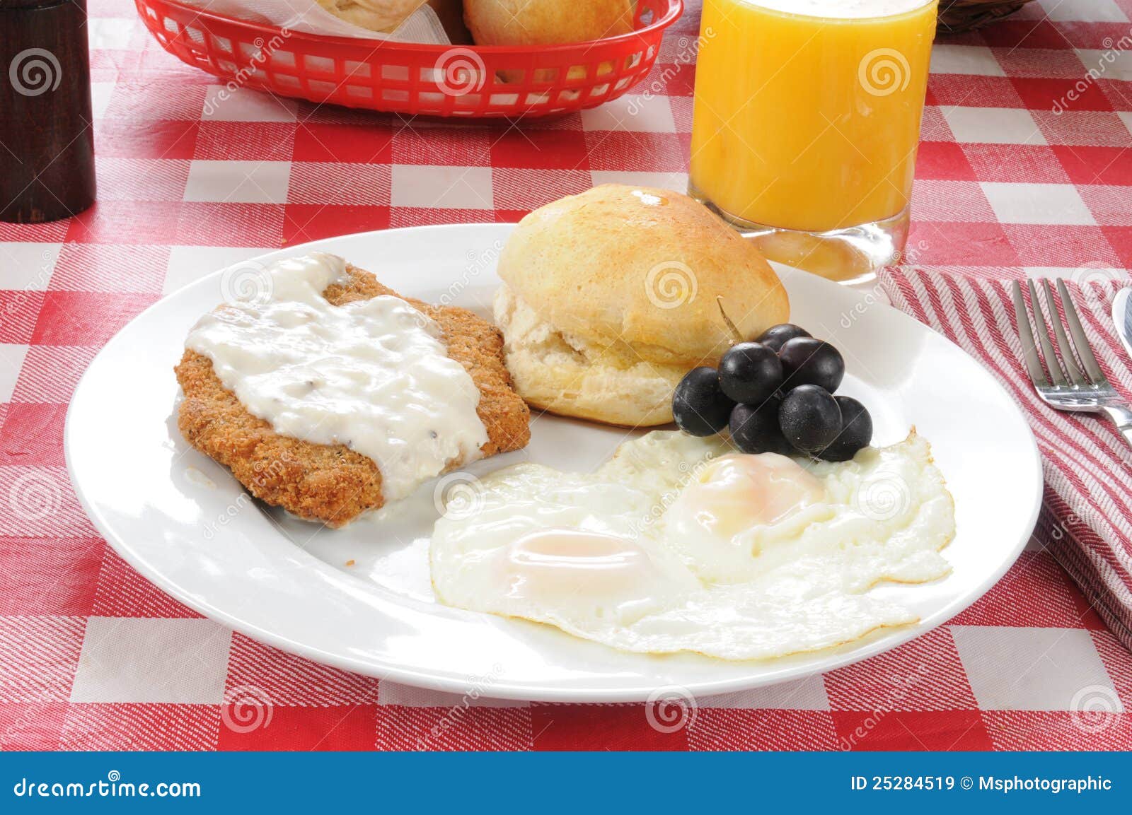 Chicken Fried Steak Breakfast Stock Image - Image of meal, blueberry ...