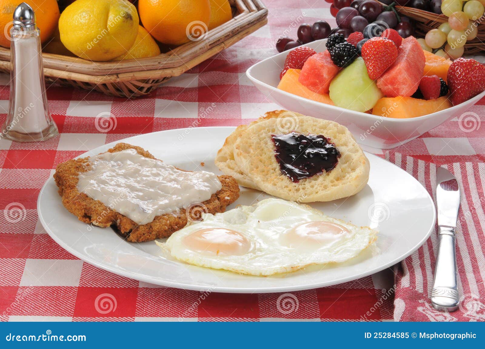 Chicken Fried Steak Breakfast Stock Image - Image of nutritious, jelly ...