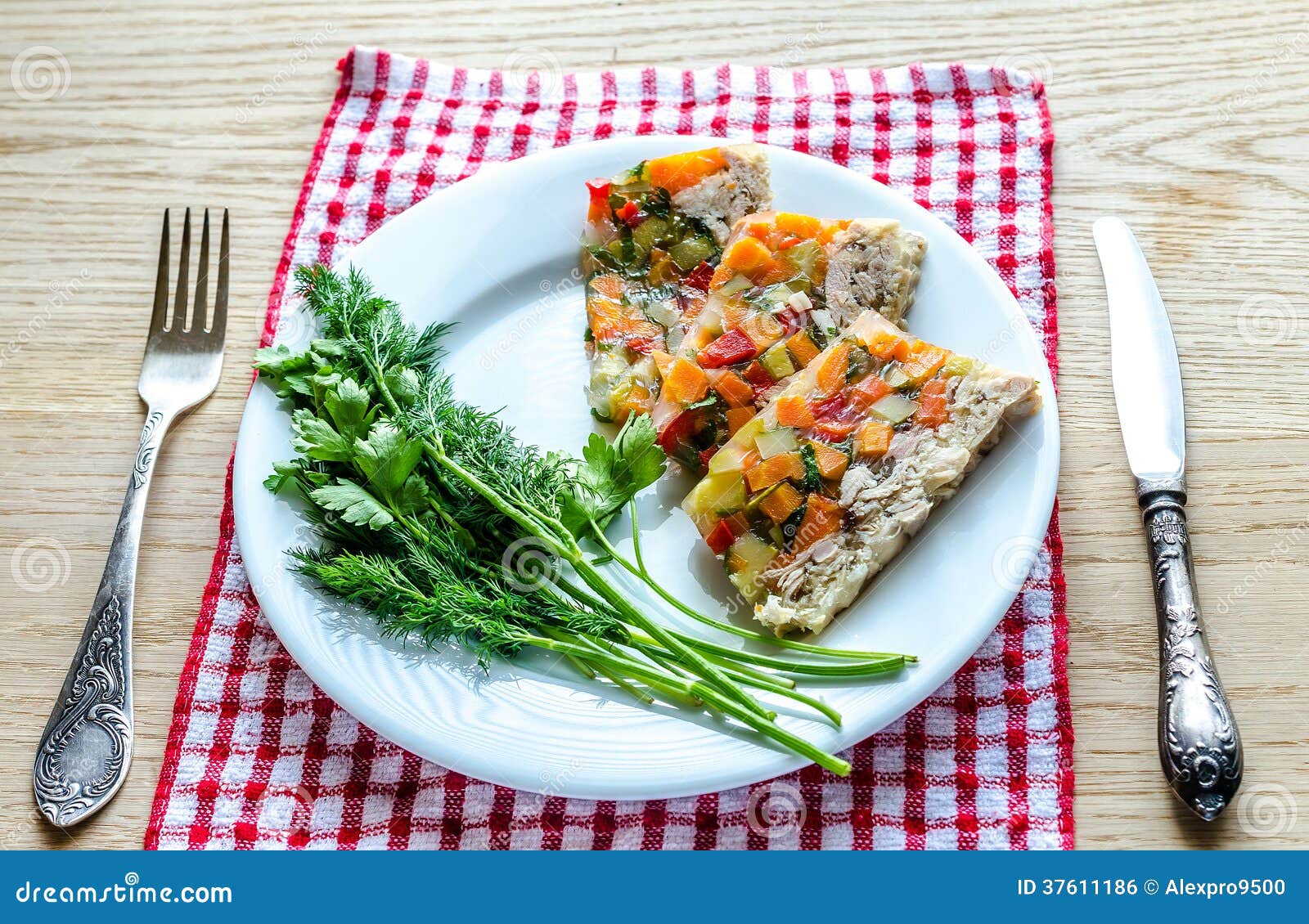 Chicken Galantine with Vegetables Stock Photo - Image of dish, dill ...
