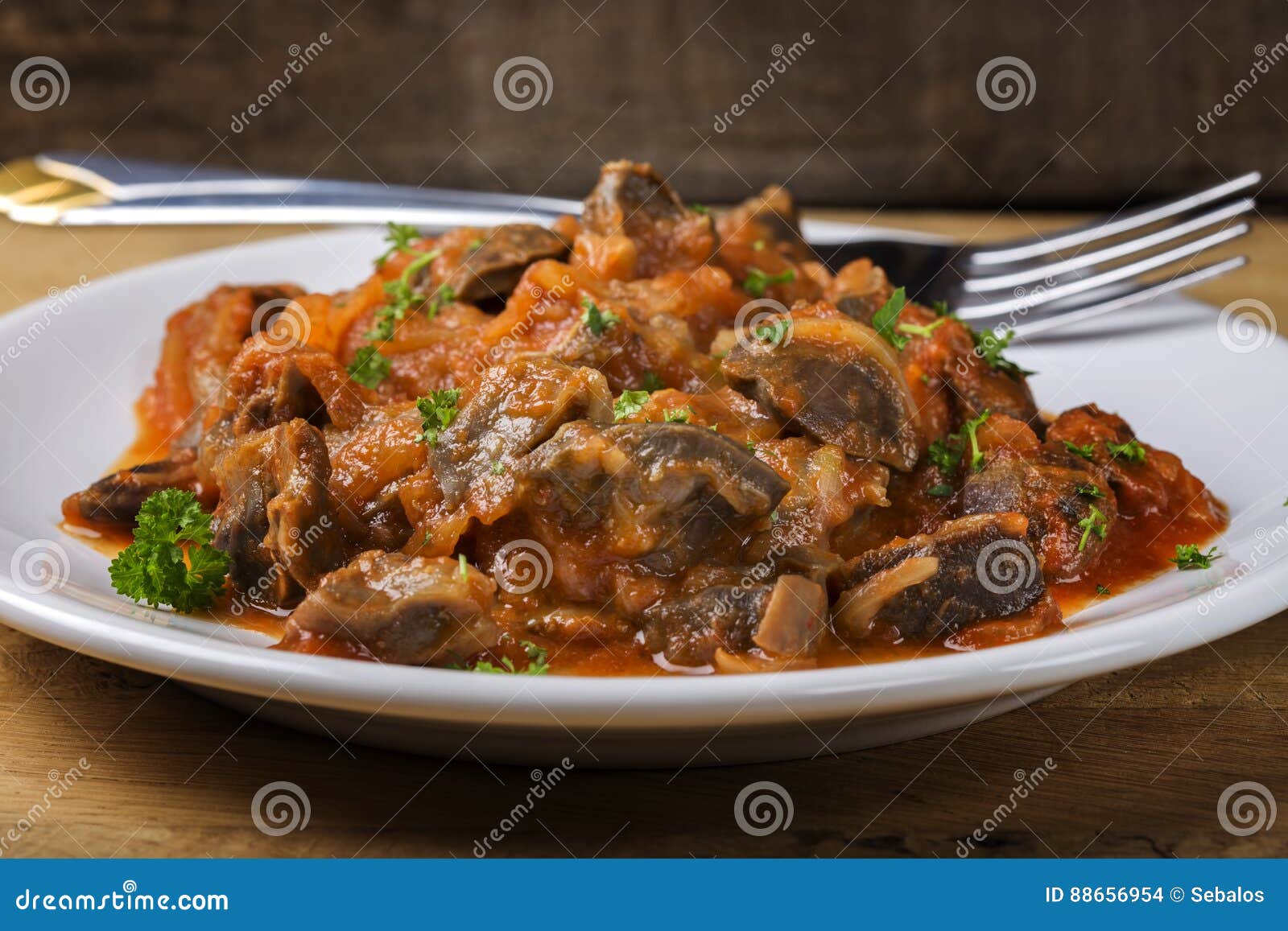 Chicken Gizzard Stew on Plate Stock Photo - Image of fried, cuisine ...