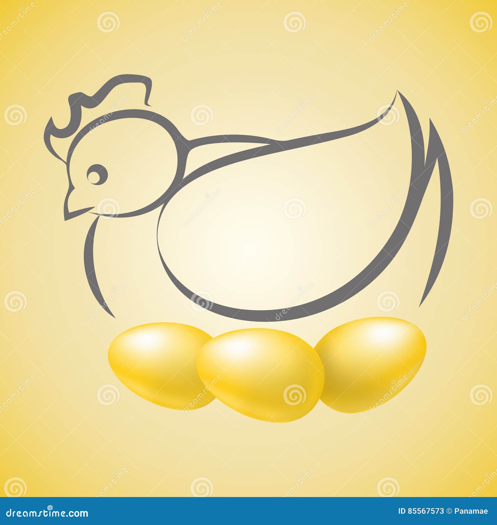 Chicken with golden eggs stock vector. Illustration of icon - 85567573