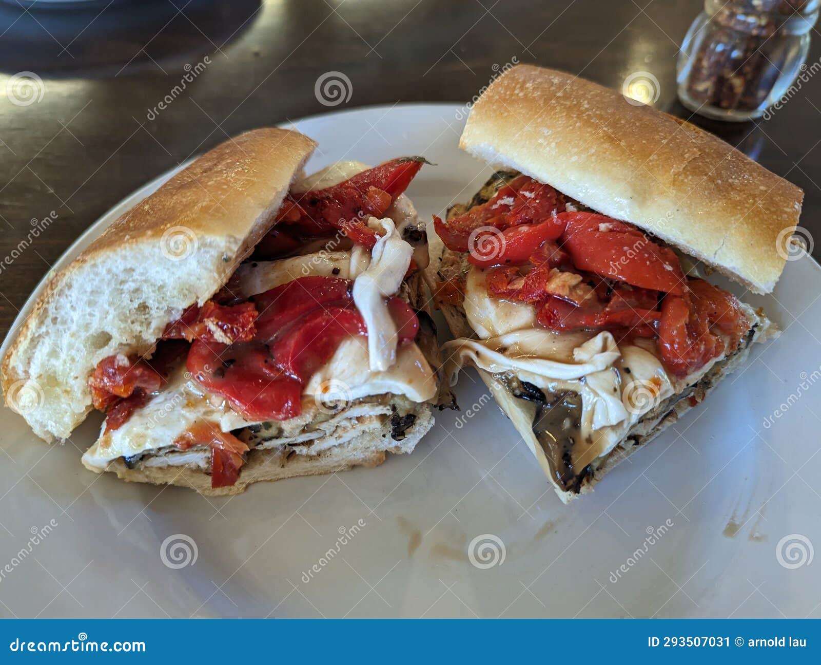 Chicken Grill Mozzarella Cheese Red Pepper Sandwich Stock Image - Image ...