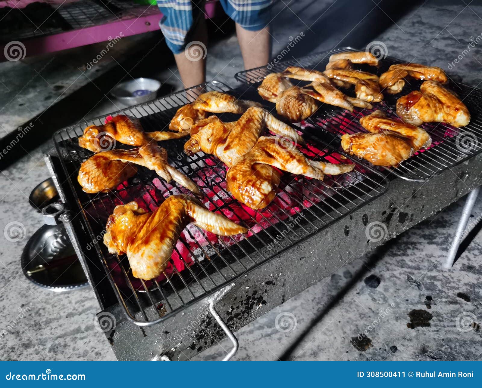 Chicken Grill Proses by Coal Fire Stock Image - Image of roast, heat ...