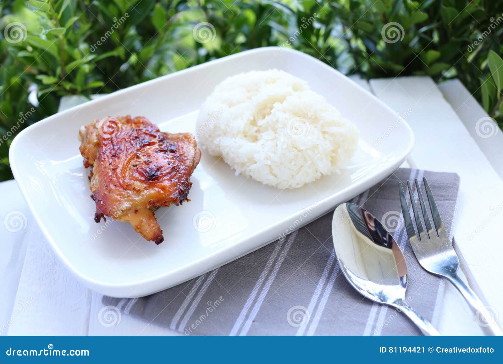 Chicken Grilled with Sticky Rice Stock Image - Image of food, delicious ...