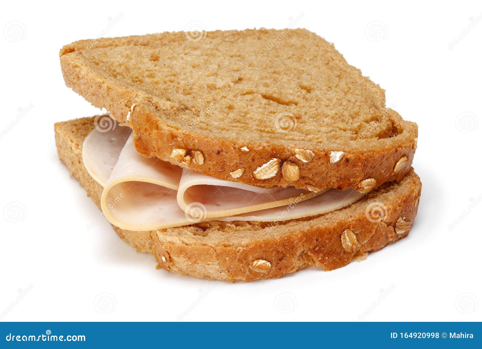 Chicken Ham Slices with Bread Slices Isolated Stock Photo - Image of ...