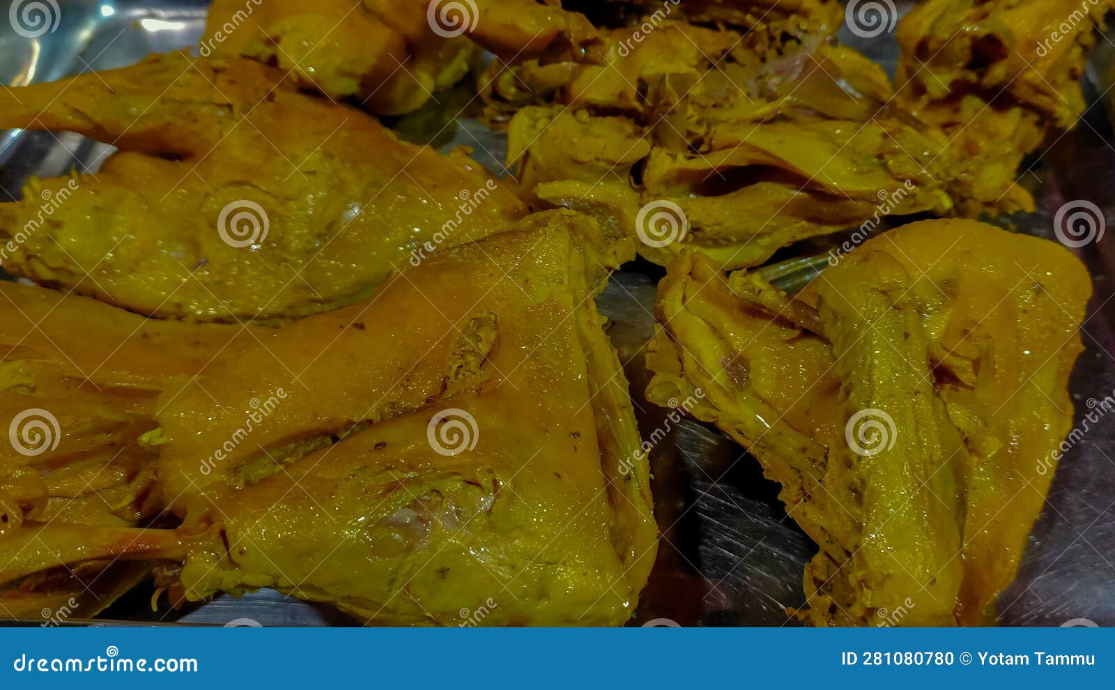 Chicken that Has Been Boiled with Spices Ready To Be Fried Stock Photo ...