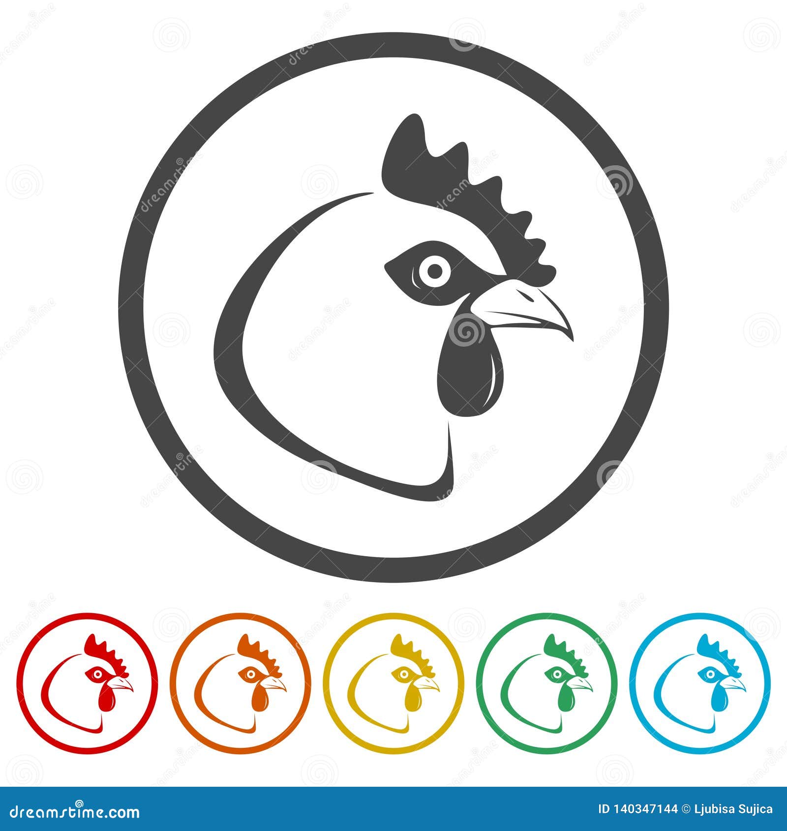 Chicken head icon stock vector. Illustration of chicken - 140347144