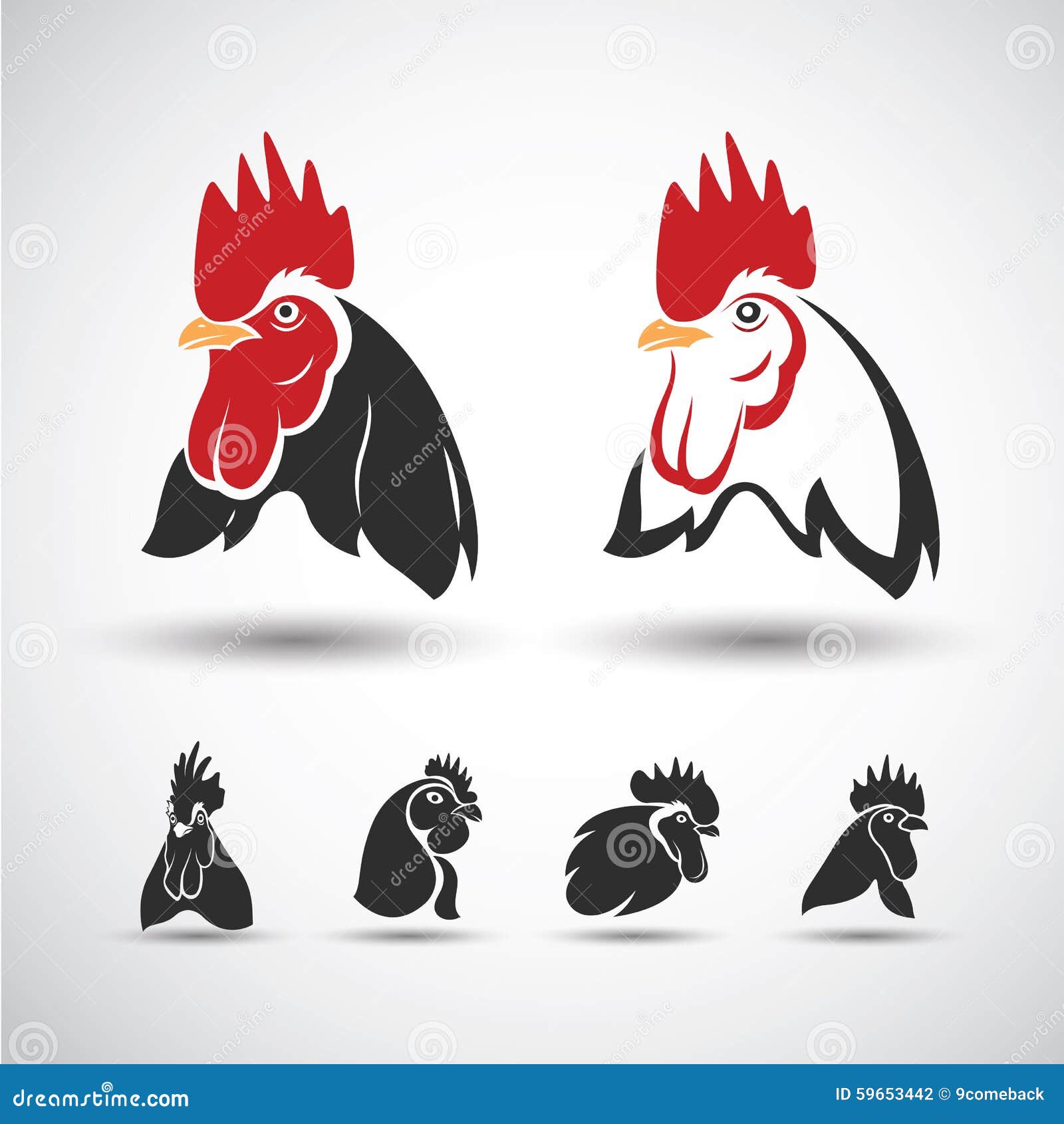 Hen Chicken Head And Wings Line Art Vector Illustration | CartoonDealer ...