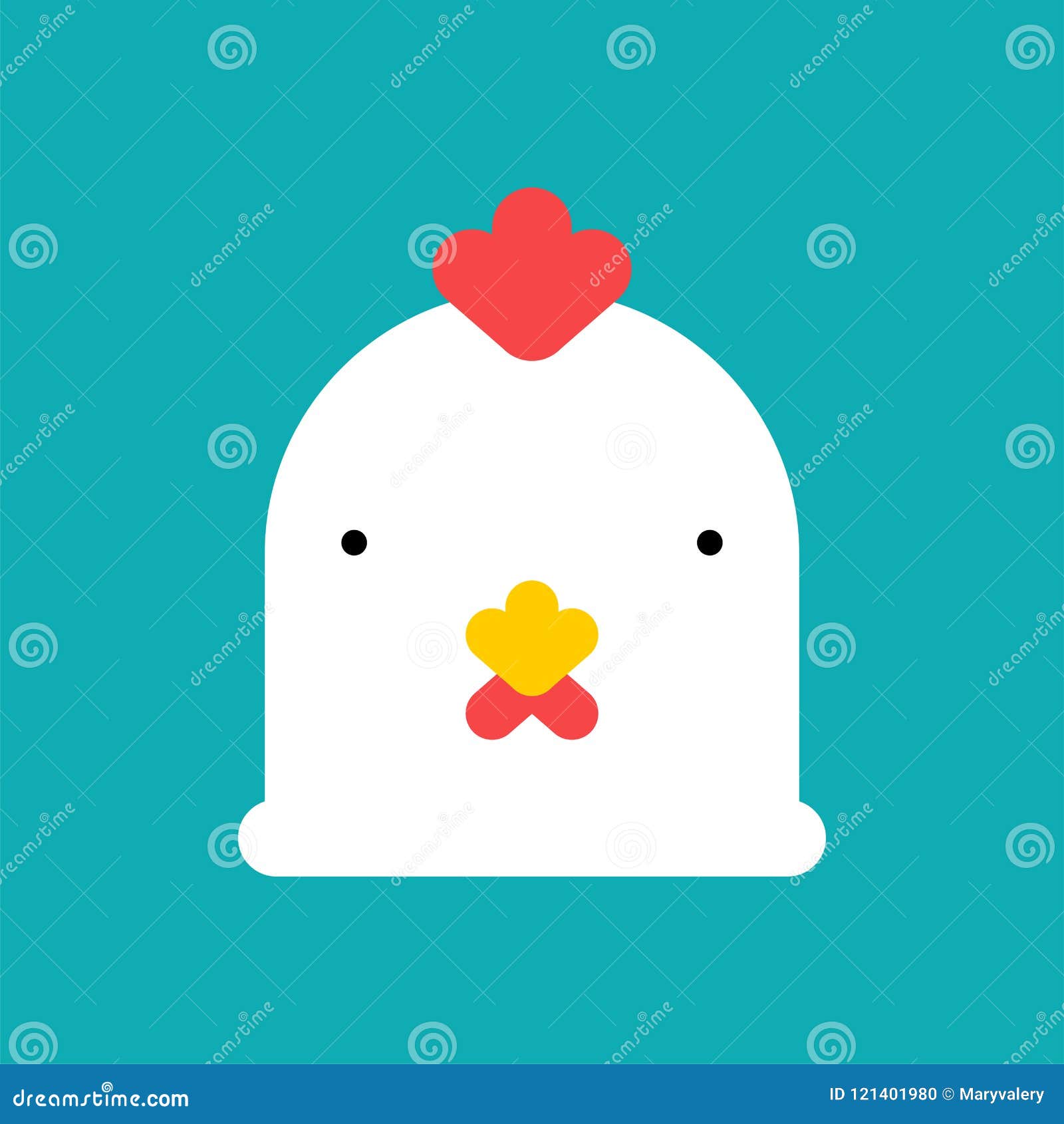 Chicken Head Mask. White Farm Bird Face. Vector Illustration. Stock ...