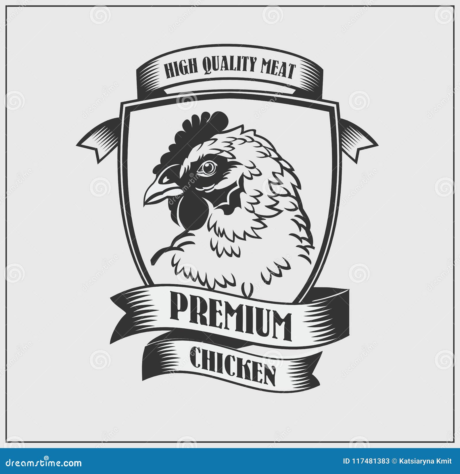 Cow And Chicken Head Labels With Grunge Texture. Beef And Chicken Meat ...