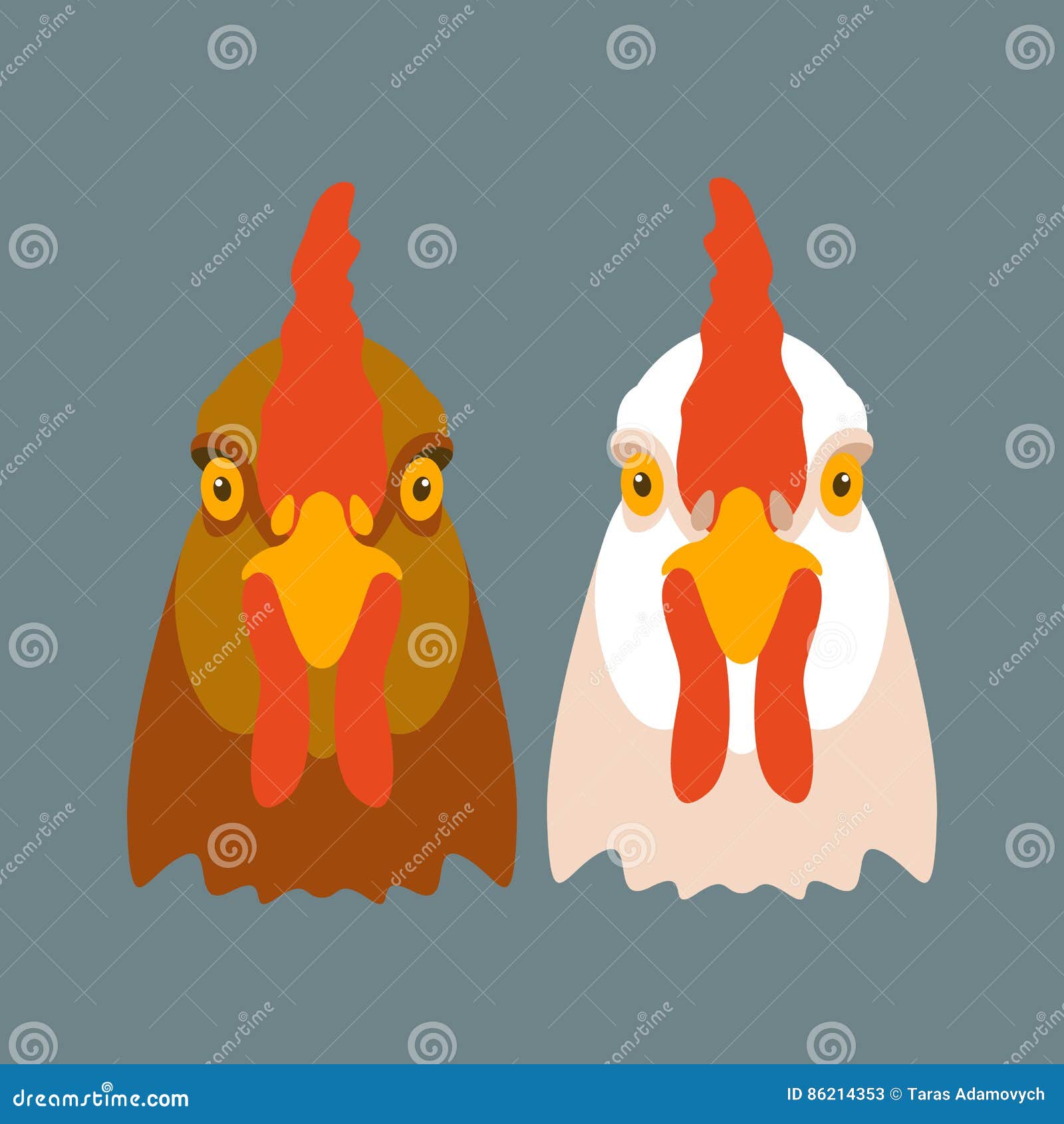 Chicken Head Vector Illustration Style Flat Stock Vector - Illustration ...