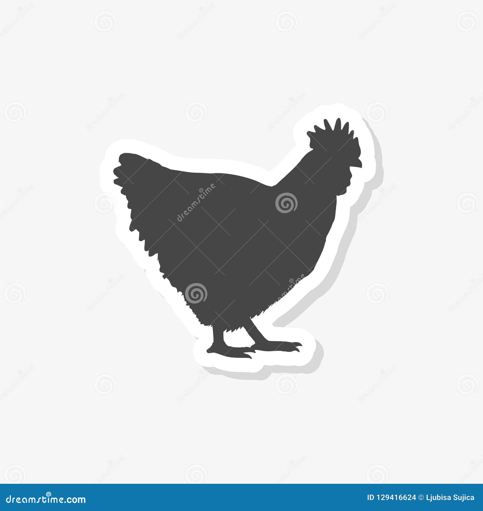 Chicken Hen Sticker, Chicken Silhouette Icon Stock Vector ...