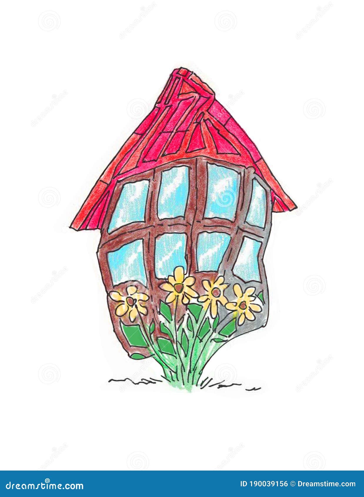 Stylized Chicken Hut with Red Tiled Roof Stock Photo - Image of ...