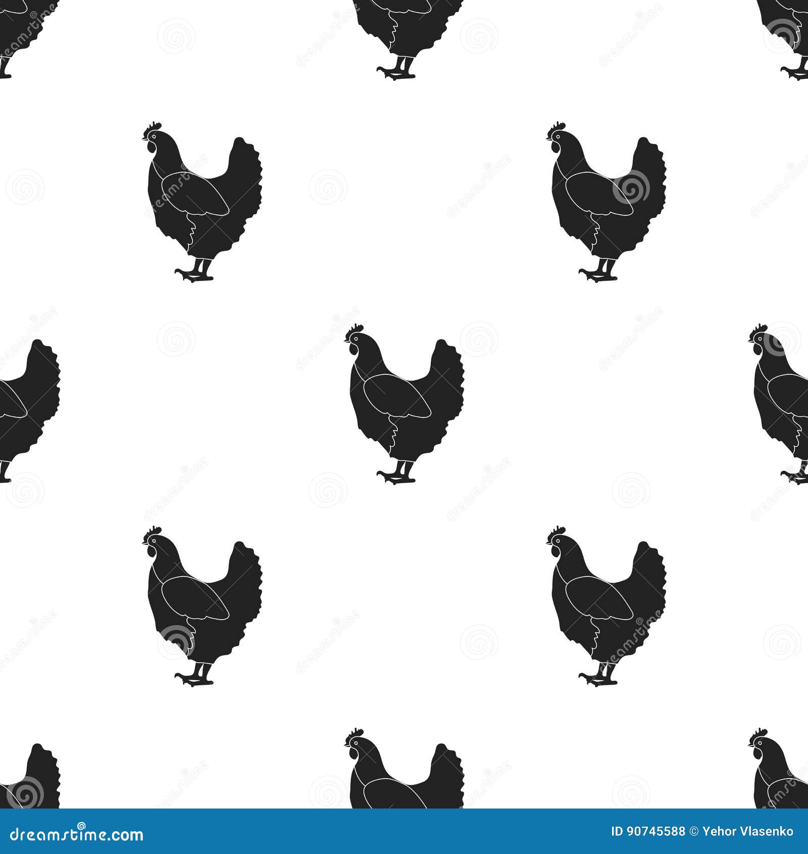 Chicken Icon in Black Style Isolated on White Background. Bird Pattern ...
