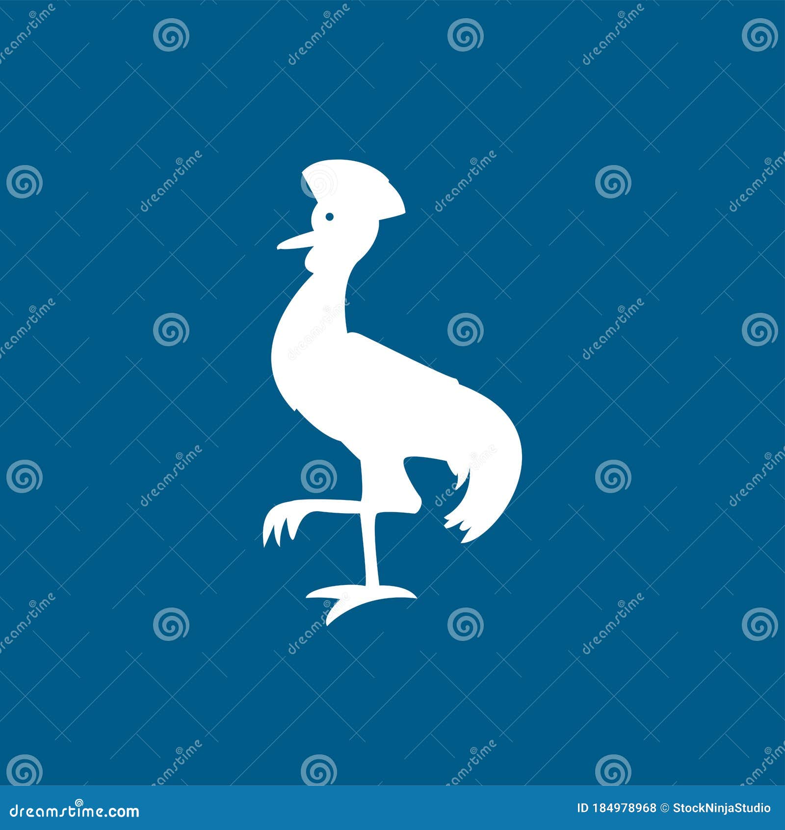 Chicken Icon on Blue Background. Blue Flat Style Vector Illustration ...