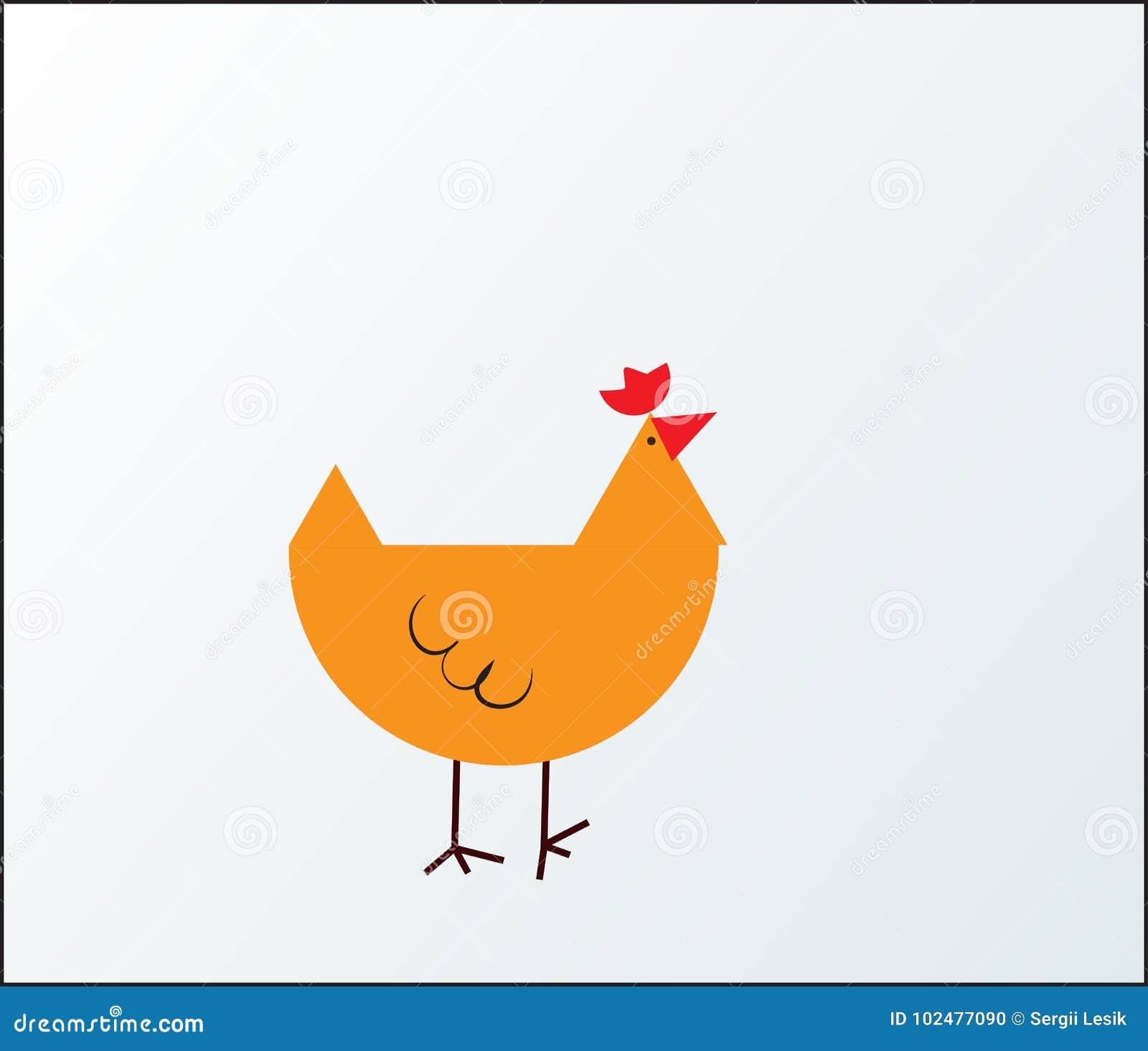 Chicken Icon or Button in Flat Style with , Isolated on Green ...