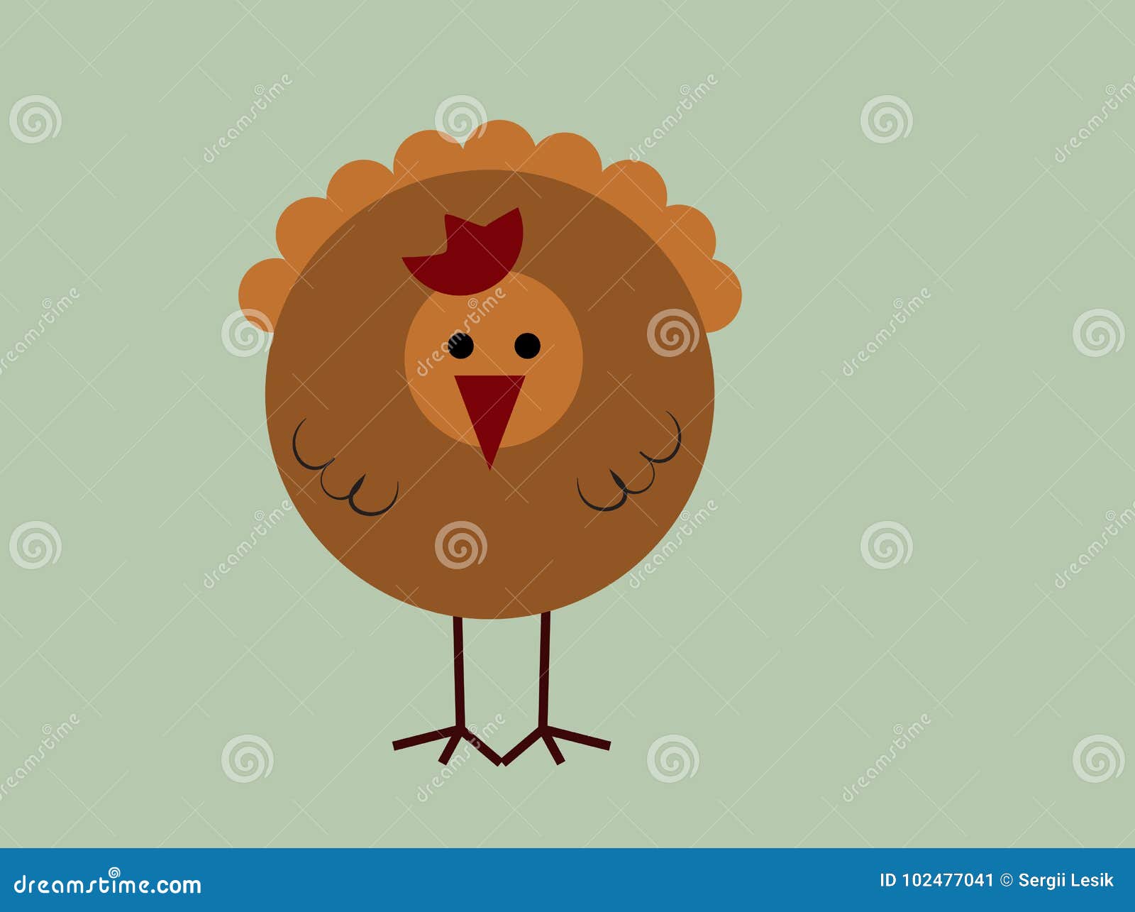 Chicken Icon or Button in Flat Style with , Isolated on Green ...