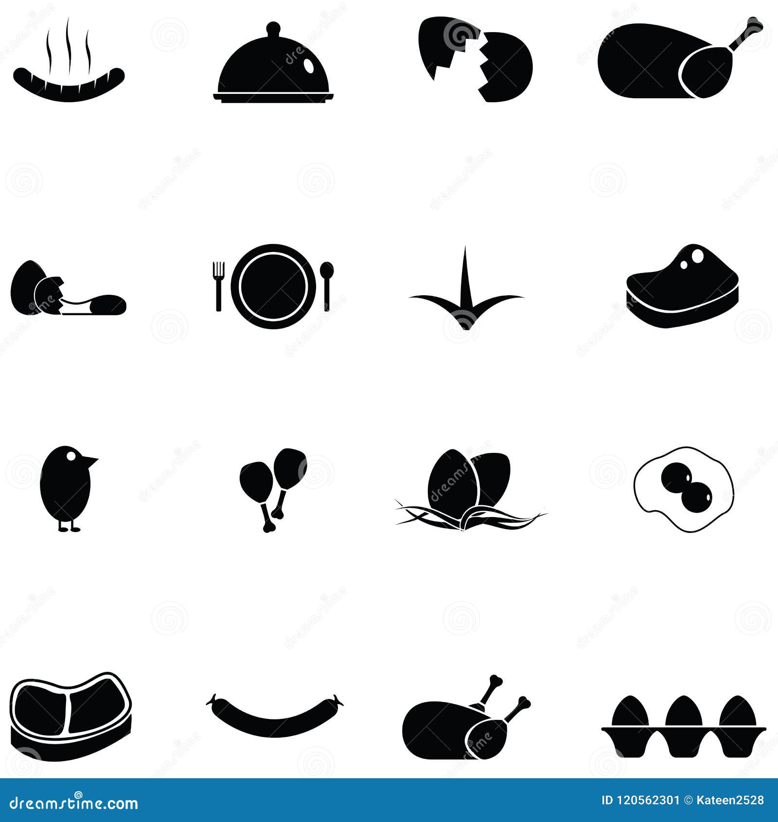 Chicken icon set stock vector. Illustration of silhouette - 120562301