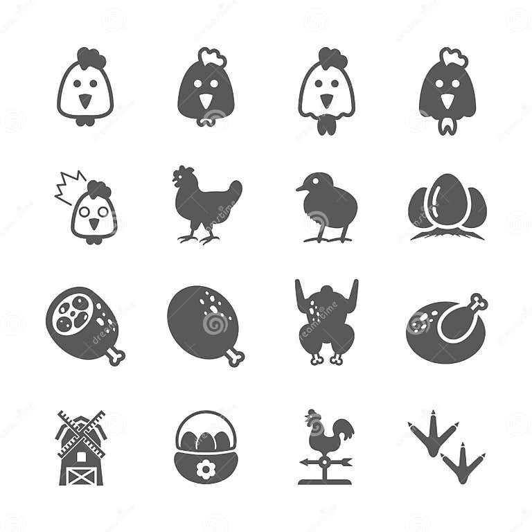 Chicken icon set stock vector. Illustration of menu - 111022514