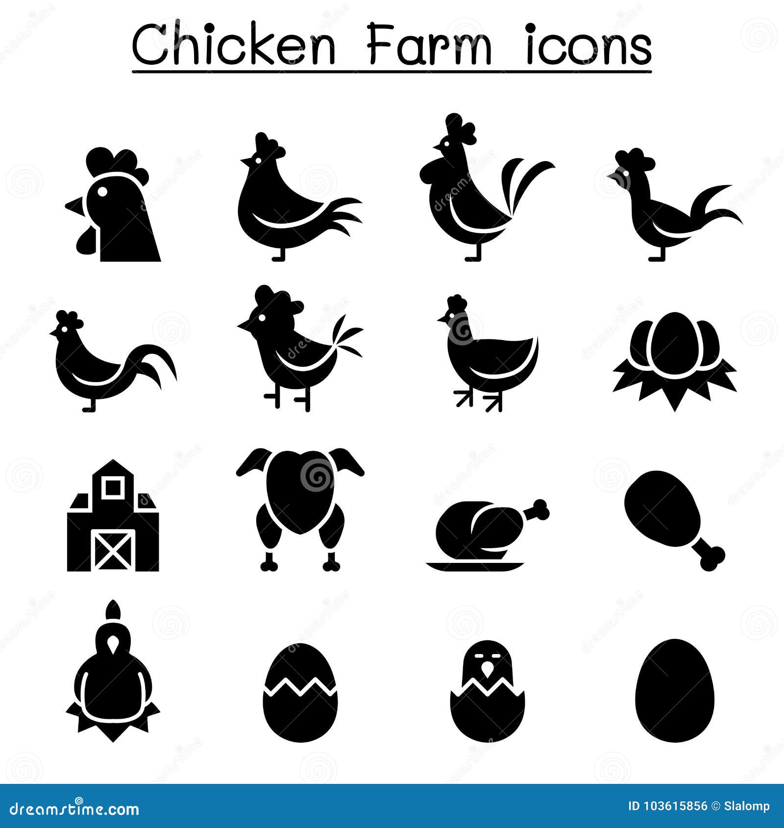 Chicken icon set stock vector. Illustration of poultry - 103615856