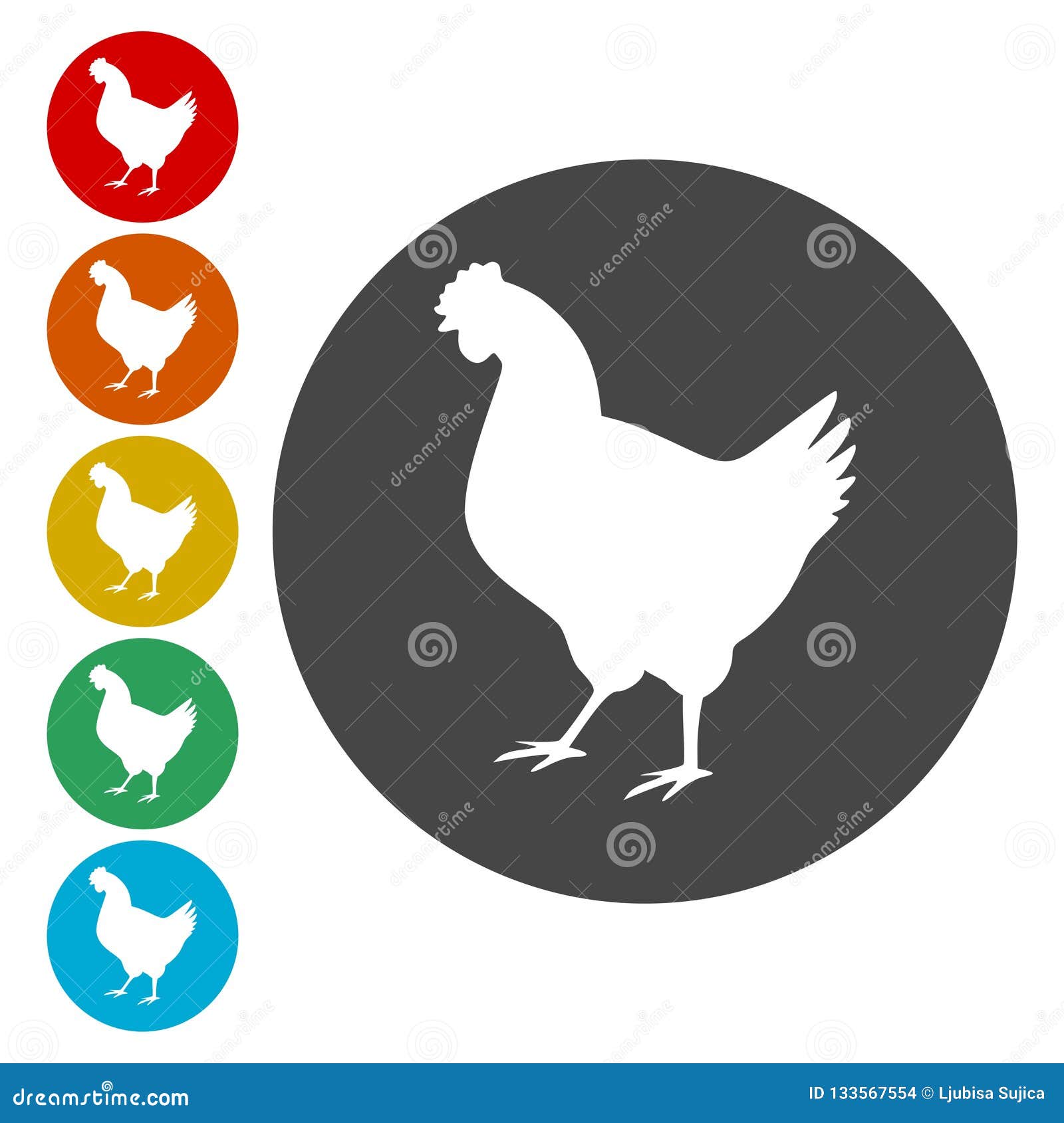 Chicken icons set stock vector. Illustration of black - 133567554