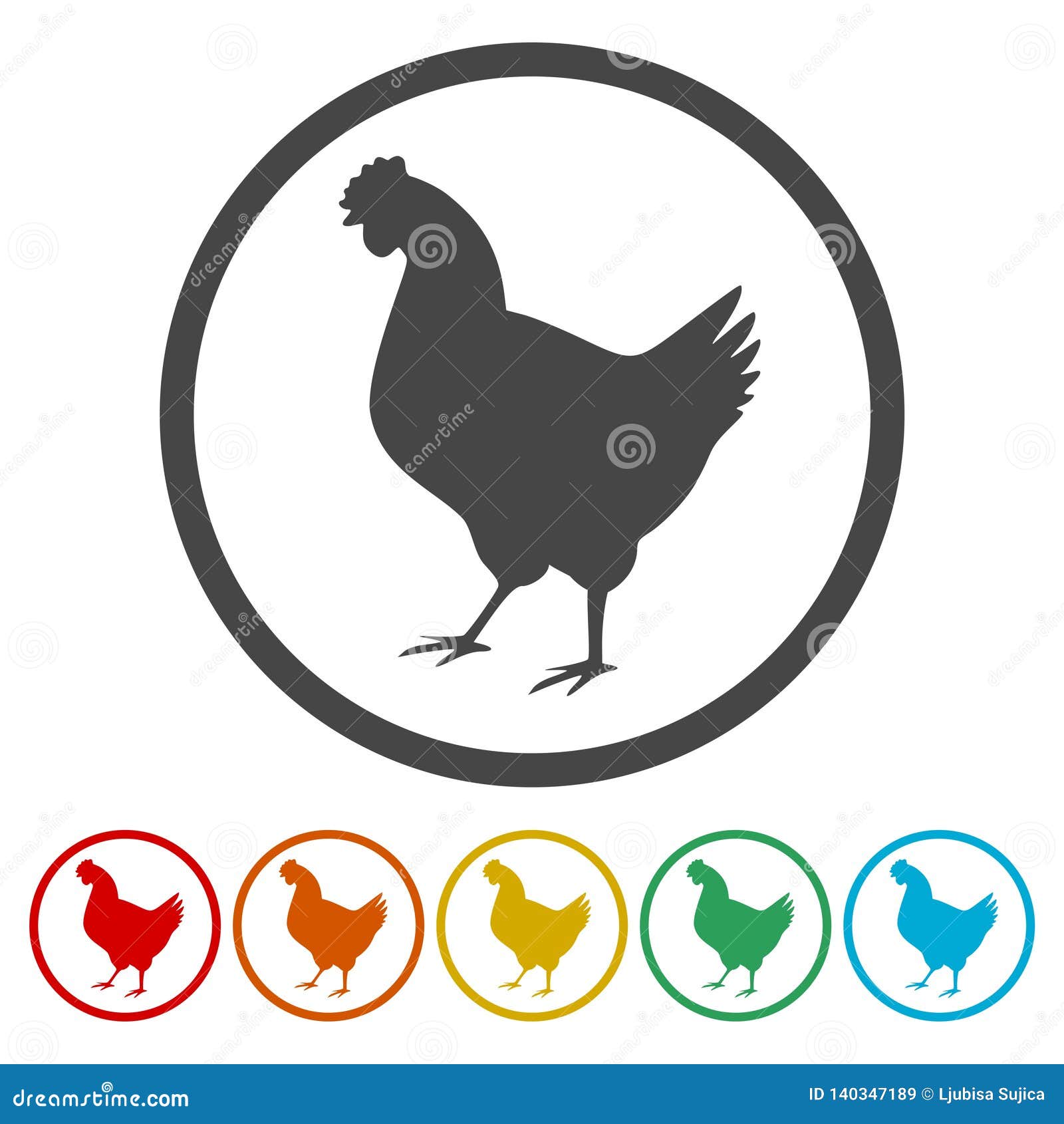 Chicken icons set stock vector. Illustration of design - 140347189