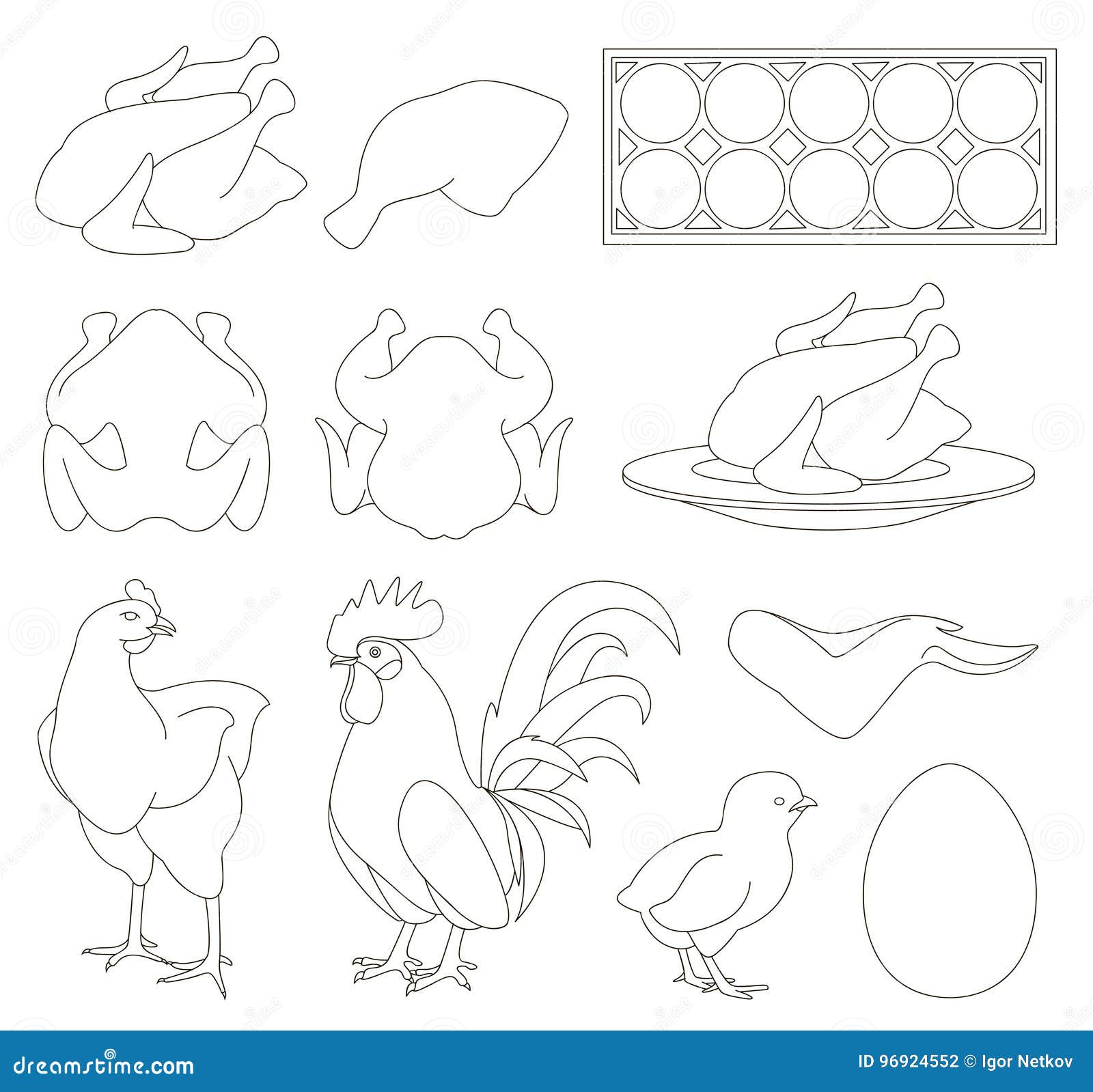 Chicken icons set stock vector. Illustration of flat - 96924552