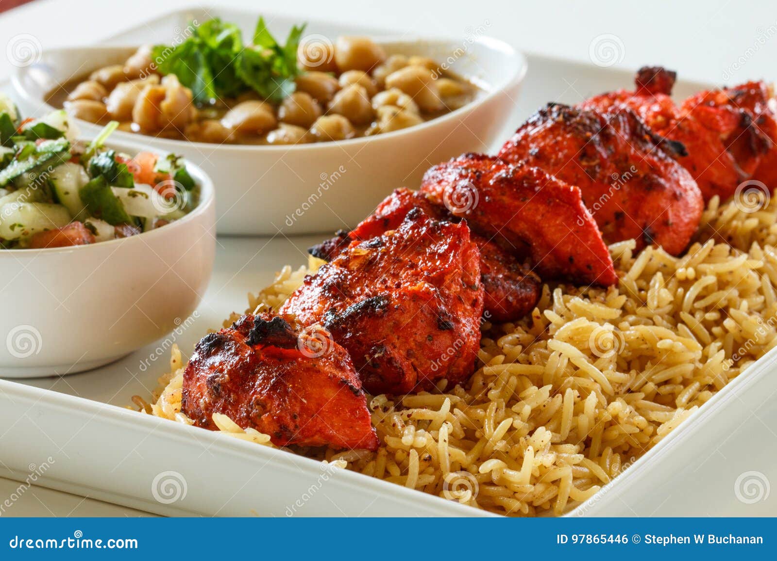 Chicken kabob dinner stock photo. Image of eastern, generic - 97865446
