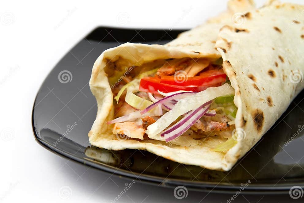 Chicken kebab wrap stock photo. Image of dinner, party - 15463214
