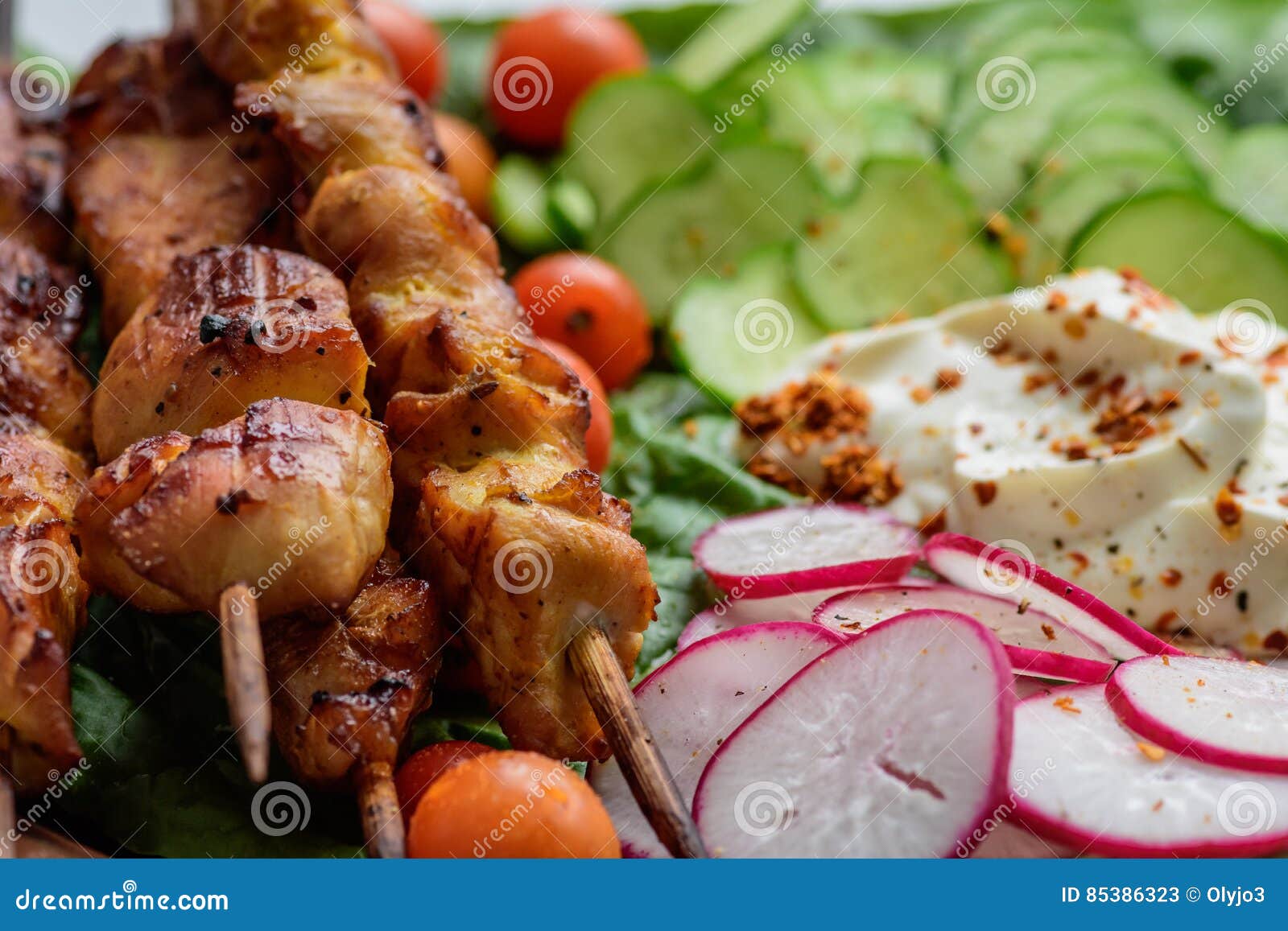Chicken Kebabs with Vegetables Stock Image - Image of delicious, plate ...