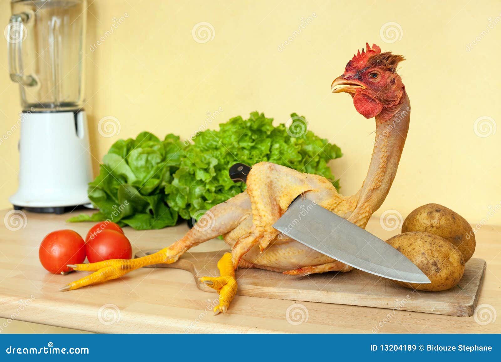 Chicken with knife stock image. Image of potato, bird - 13204189