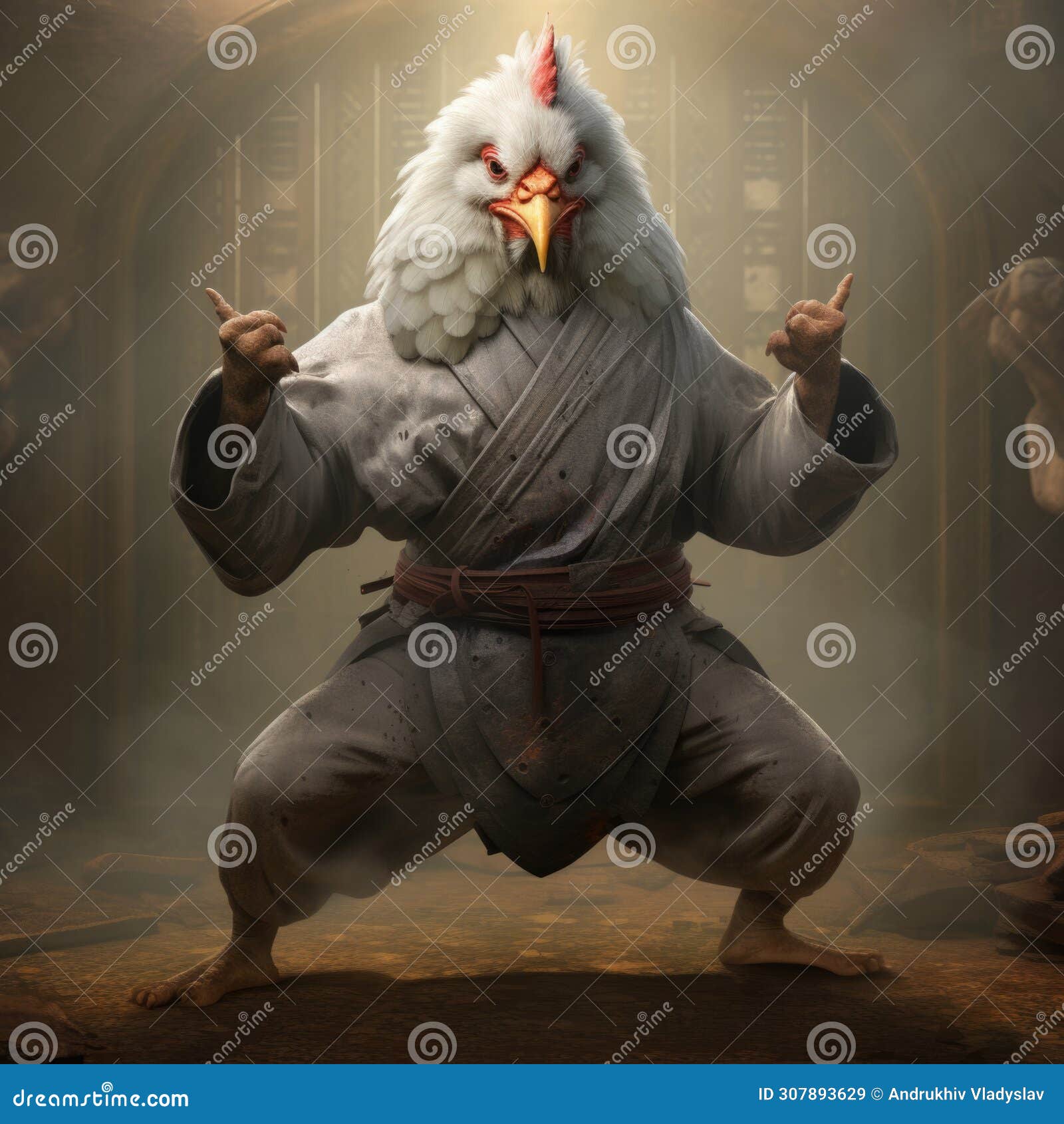 Chicken in the Kun fu pose stock illustration. Illustration of comical ...