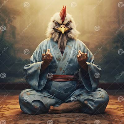 Chicken in the Kun fu pose stock illustration. Illustration of fighting ...