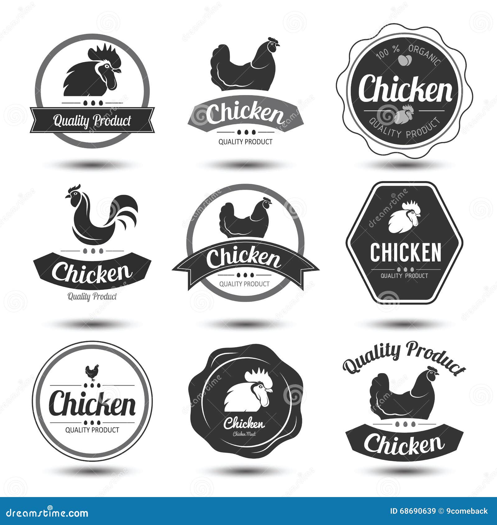 Chicken label 4 stock vector. Illustration of farm, design - 68690639