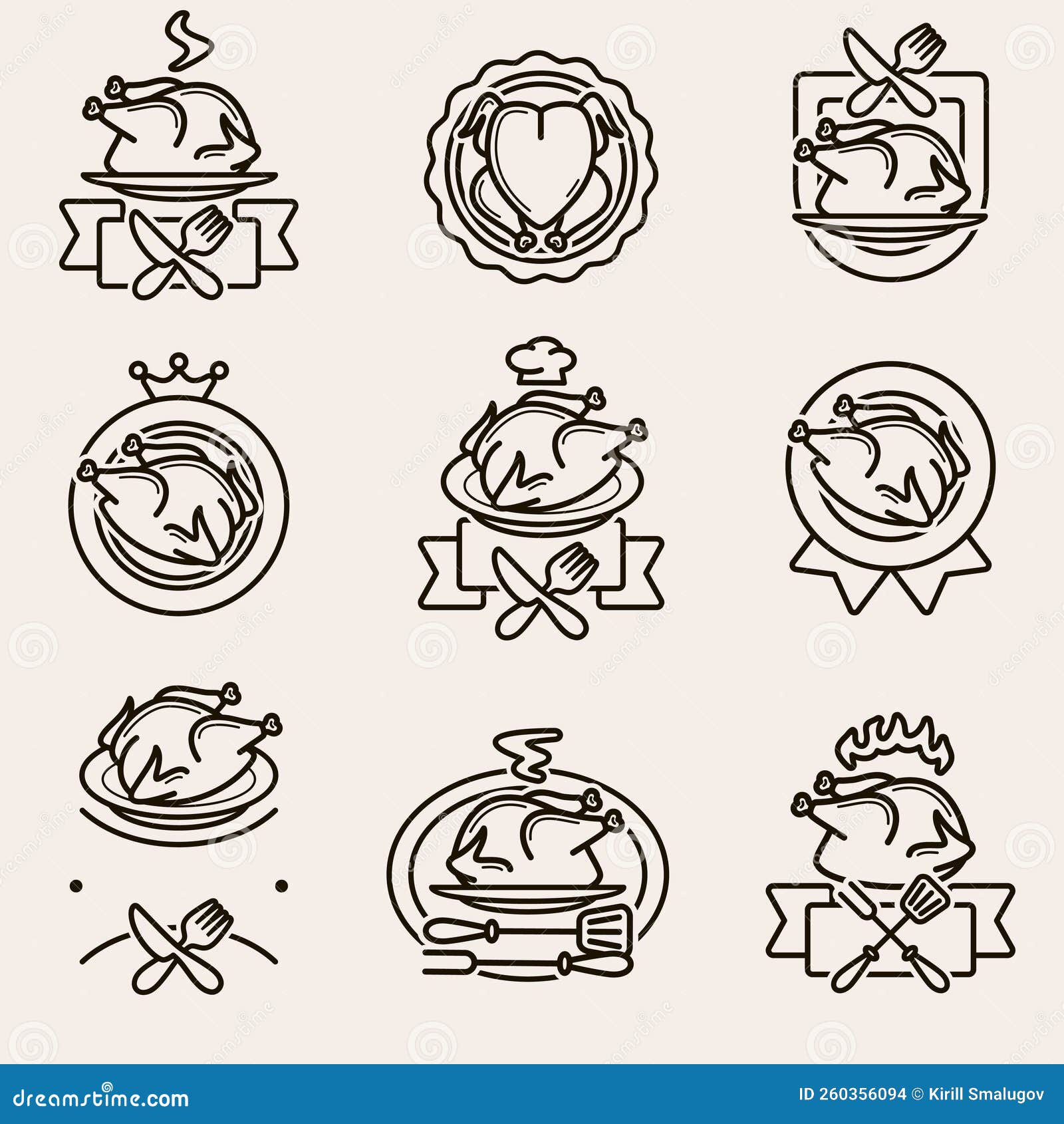 Chicken Labels and Elements Set. Collection Icon Chicken Stock Vector ...
