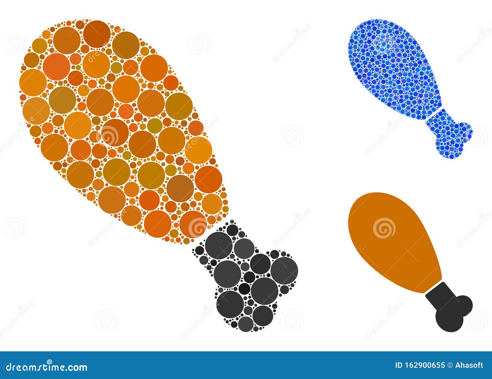 Chicken Leg Composition Icon of Circle Dots Stock Illustration ...