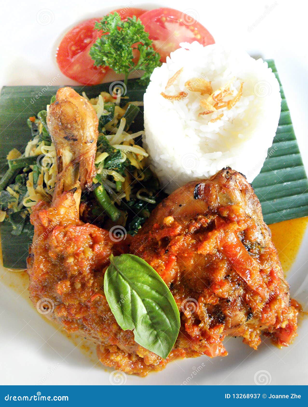 Chicken leg dish with rice stock image. Image of barbeque - 13268937