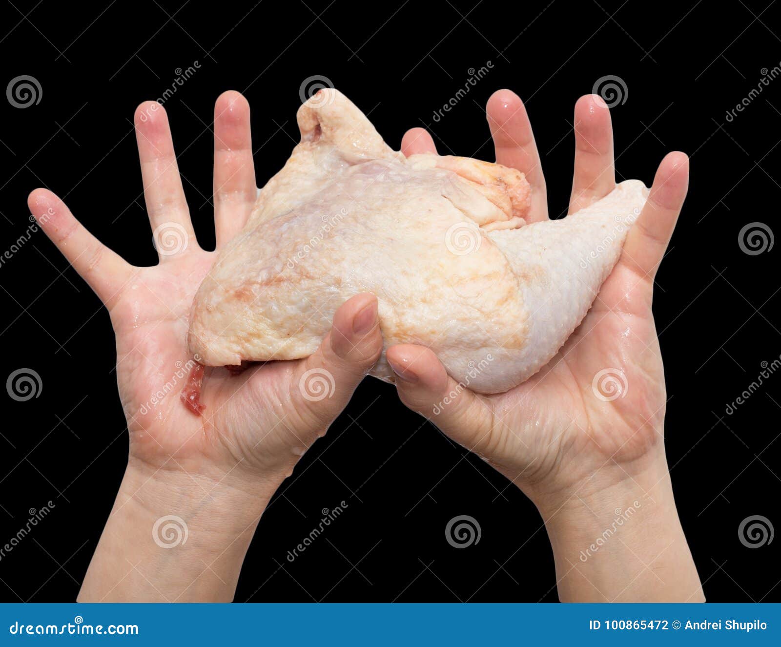 Chicken Leg in Hand on a Black Background Stock Photo - Image of bird ...