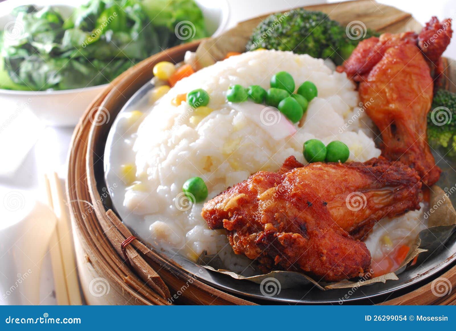 Chicken leg in lotus rice stock photo. Image of cuisine - 26299054