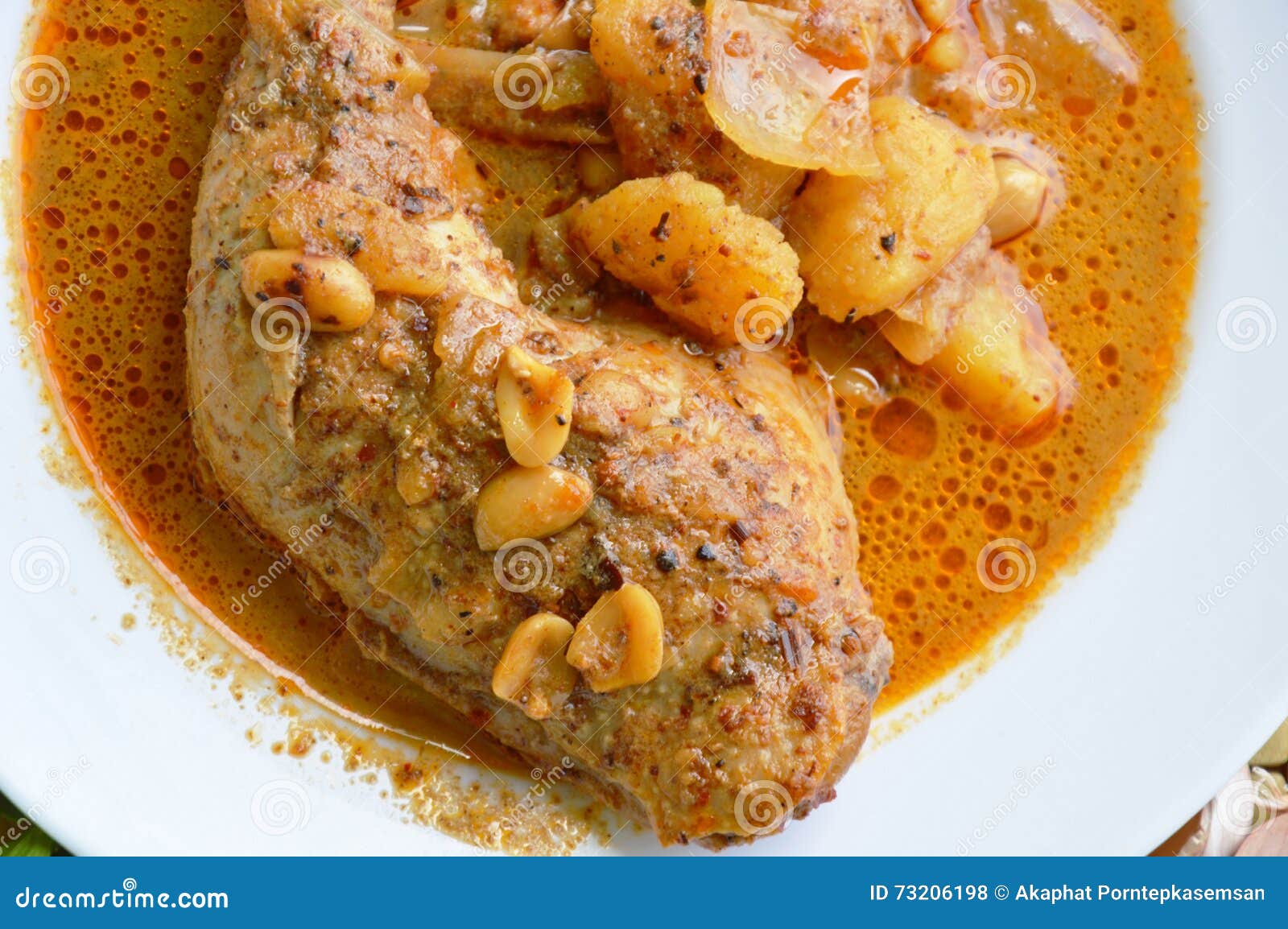 Chicken Leg Mussaman Curry on Plate Stock Photo - Image of indian ...