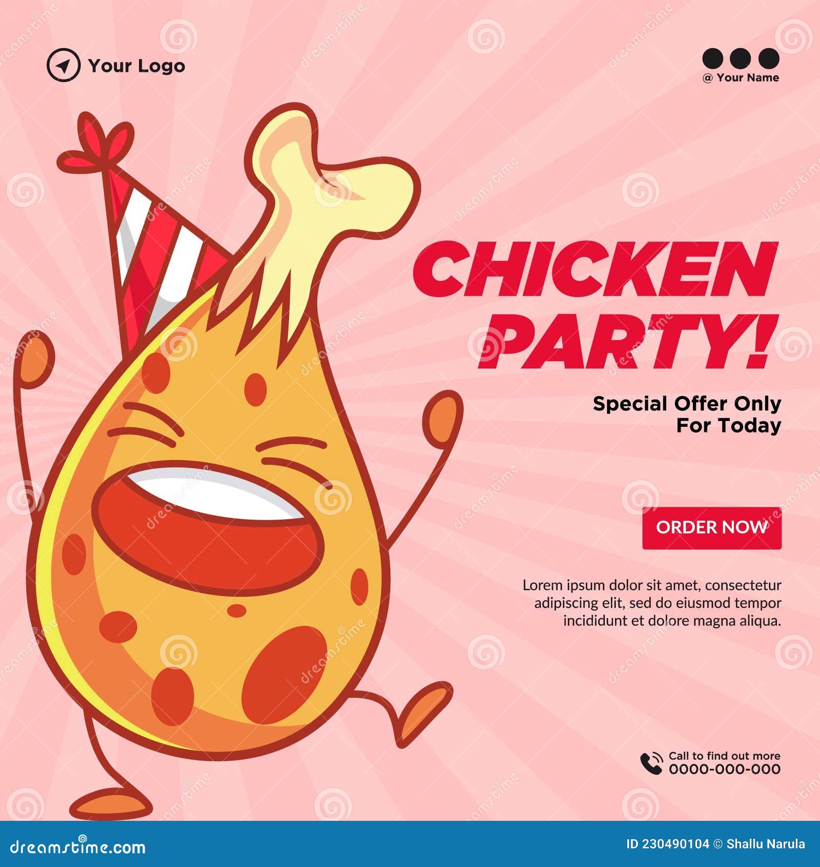 Banner Design of Chicken Party Stock Vector - Illustration of cooking ...